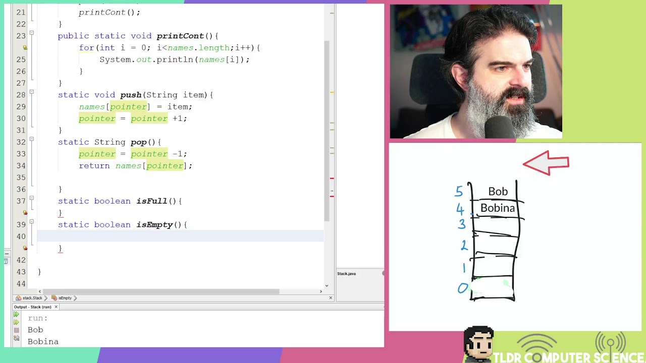 Implementing a stack in Java