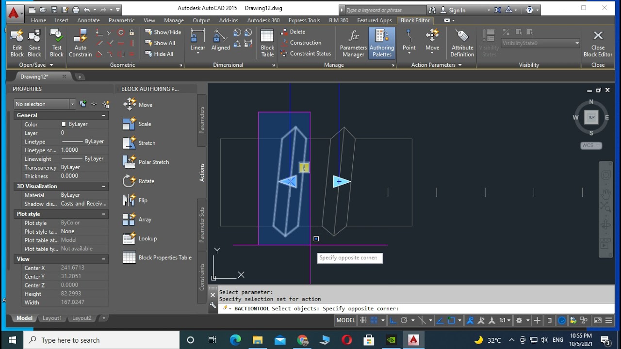 Autocad Block using Stretch & Array parameters