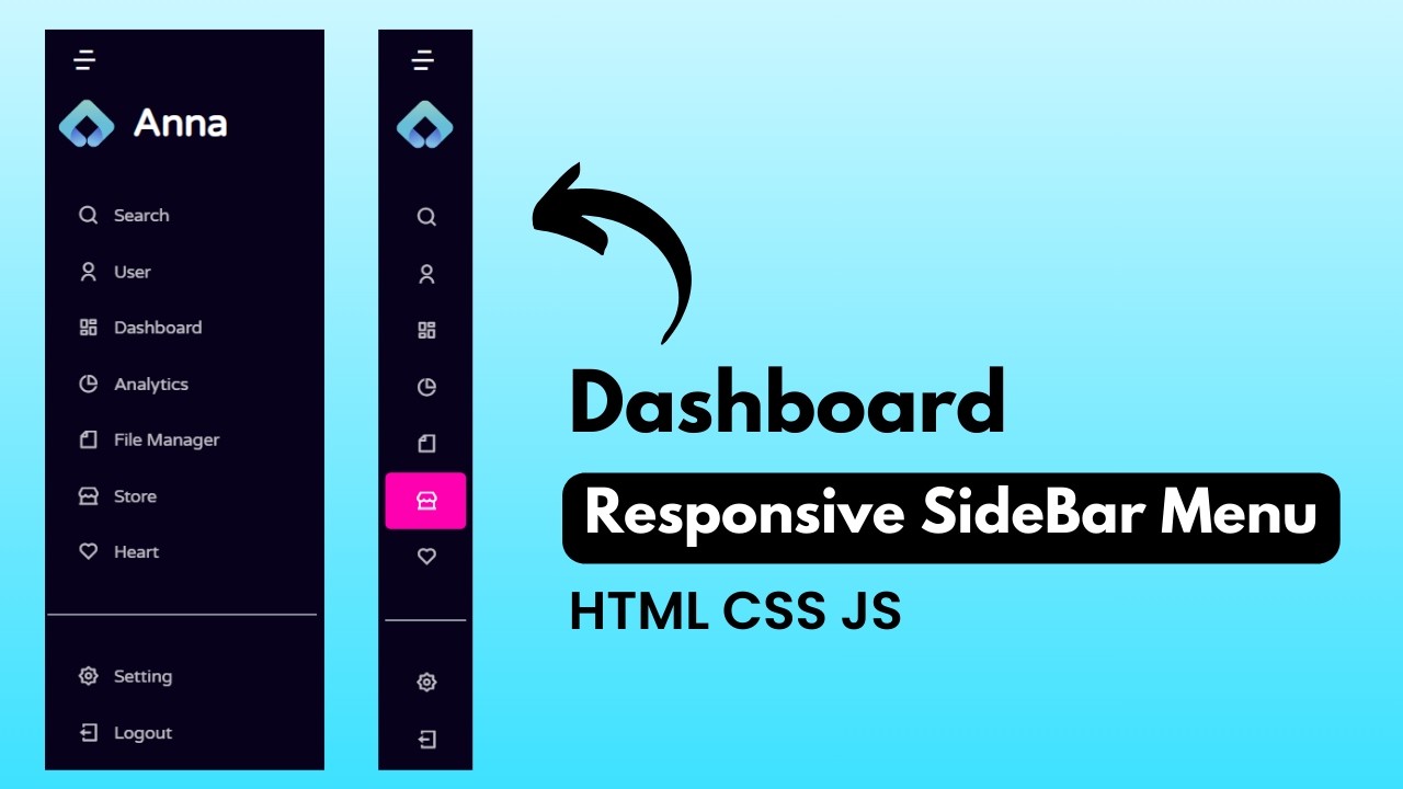 Build A Responsive sidebar Menu | HTML CSS and JavaScript