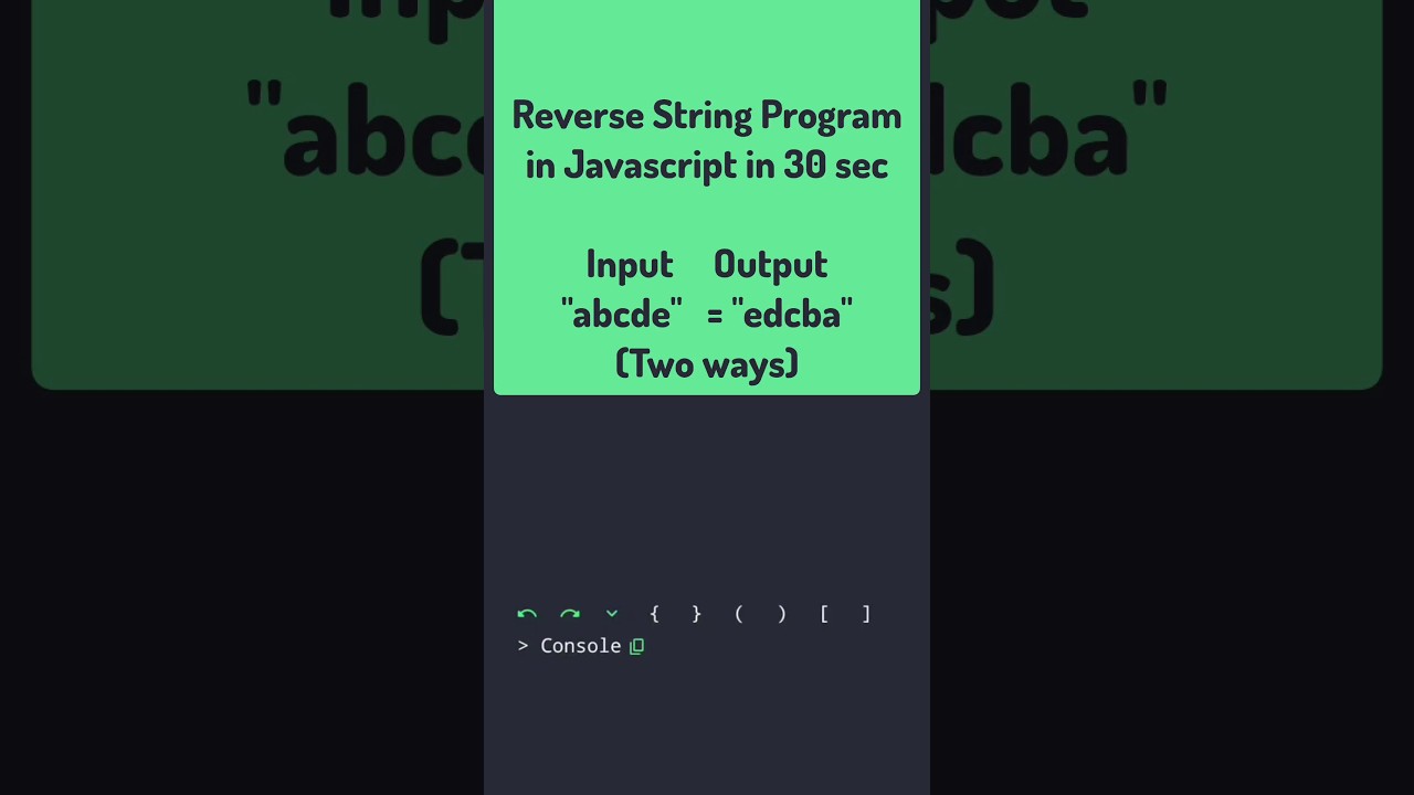 How to reverse a string in Javascript|Reverse String in Javascript in 30 Seconds #learnjavascript