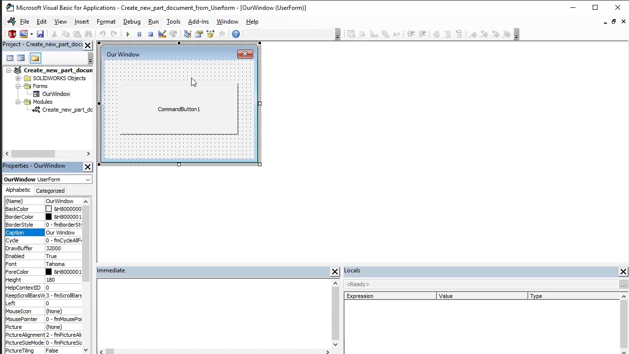 Solidworks VBA Userforms - Open new Part document