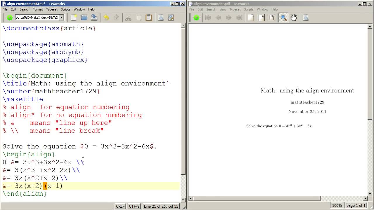 LaTeX Tutorial 05 using the align environment
