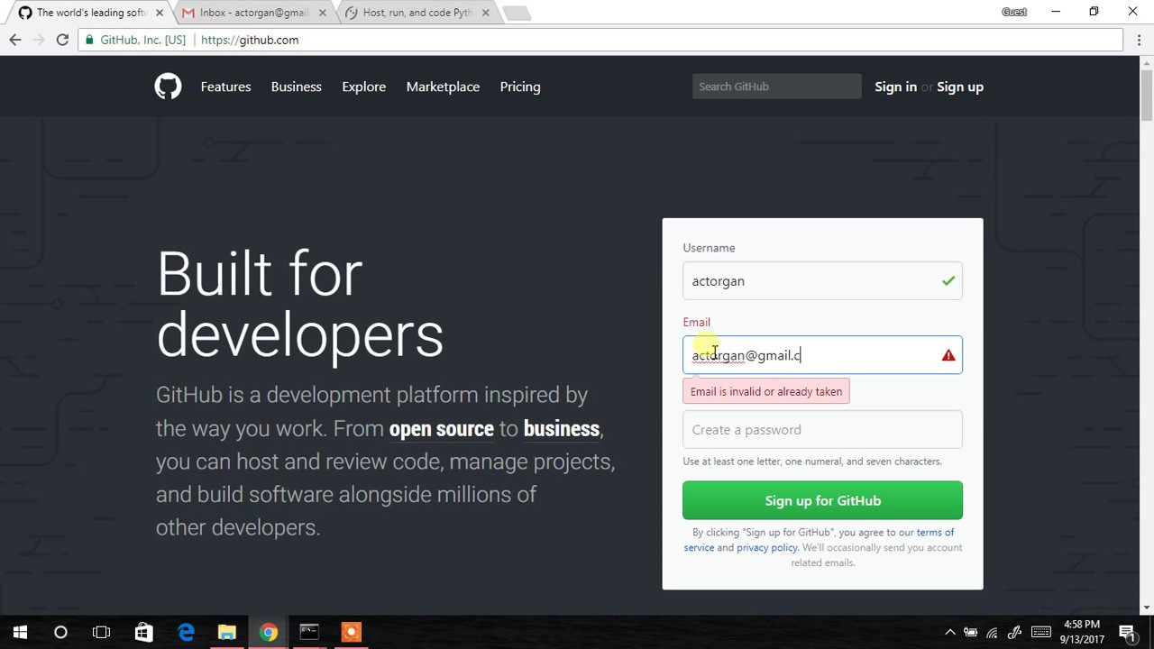 Creating Github & Pythonanywhere Accounts
