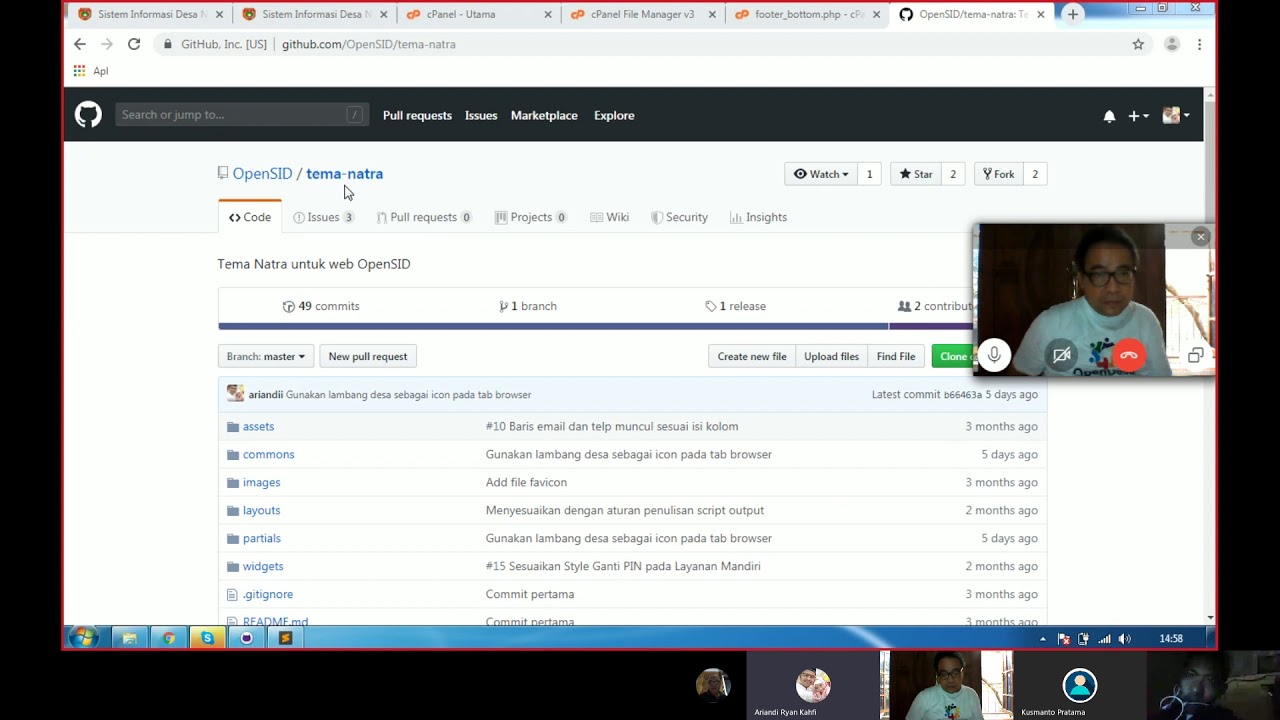 Proses pull request untuk kontribusi script ke OpenSID
