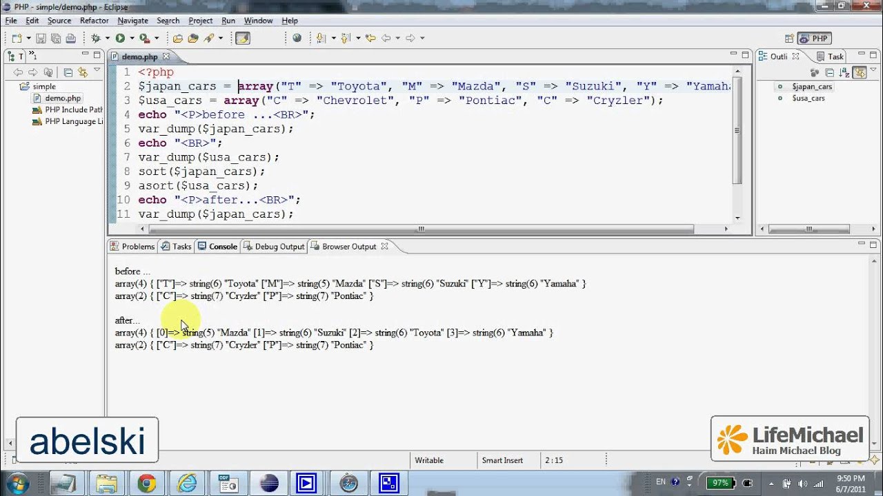 The sort and asort Functions in PHP