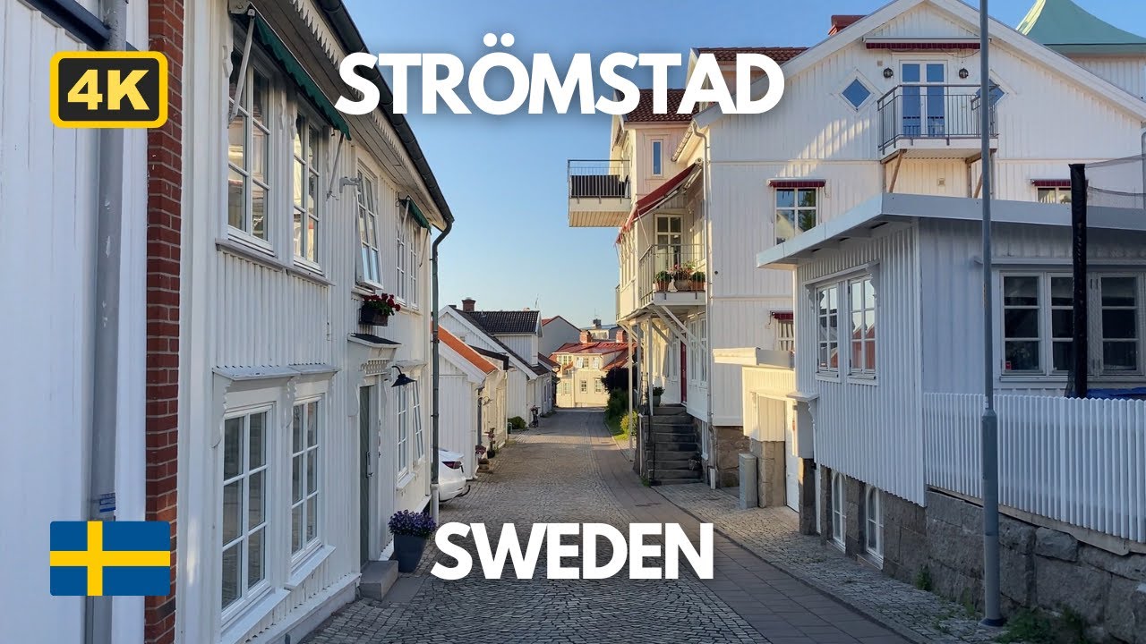 Strömstad Sweden ⚓ Charming Coastal Town 🏠 Old Traditional Houses 👣 Walking 4K
