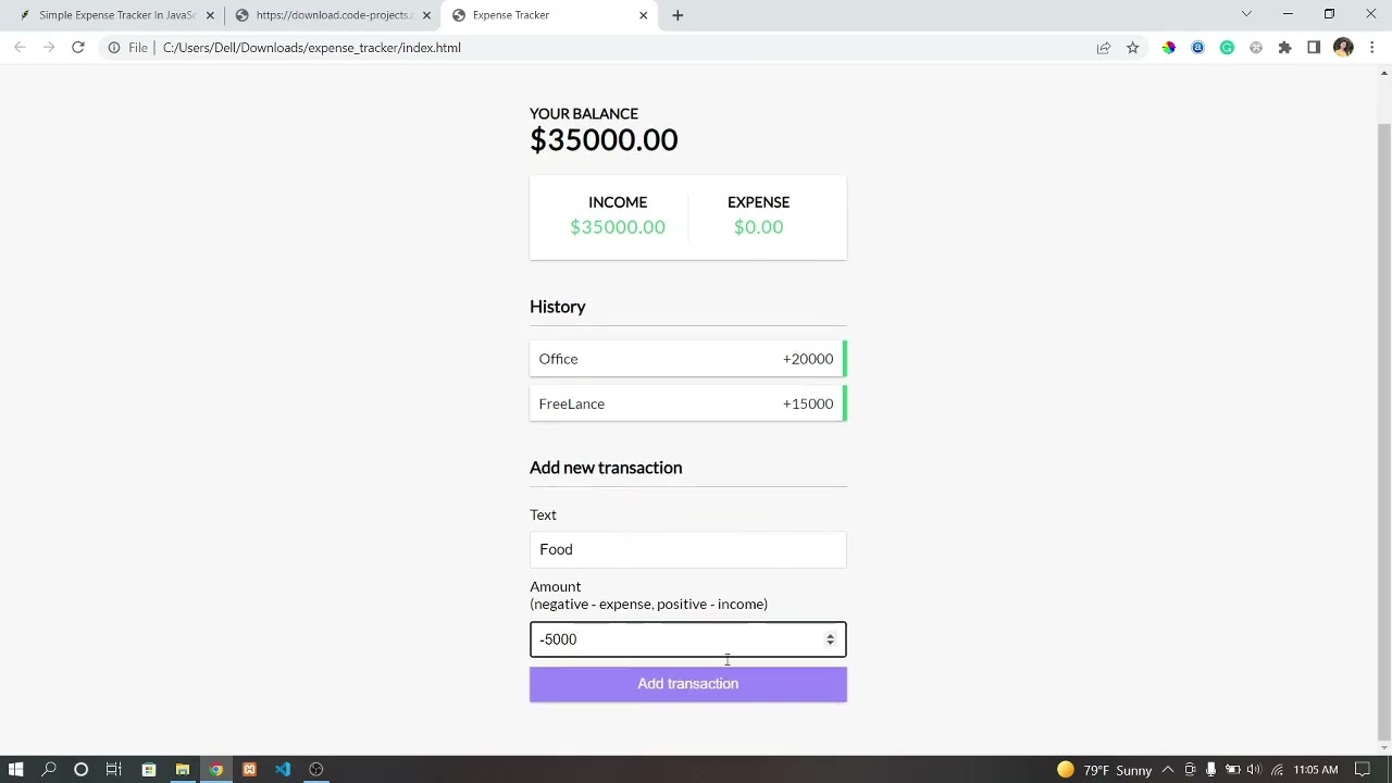 Simple Expense Tracker in JavaScript with source code | Source Code & Projects