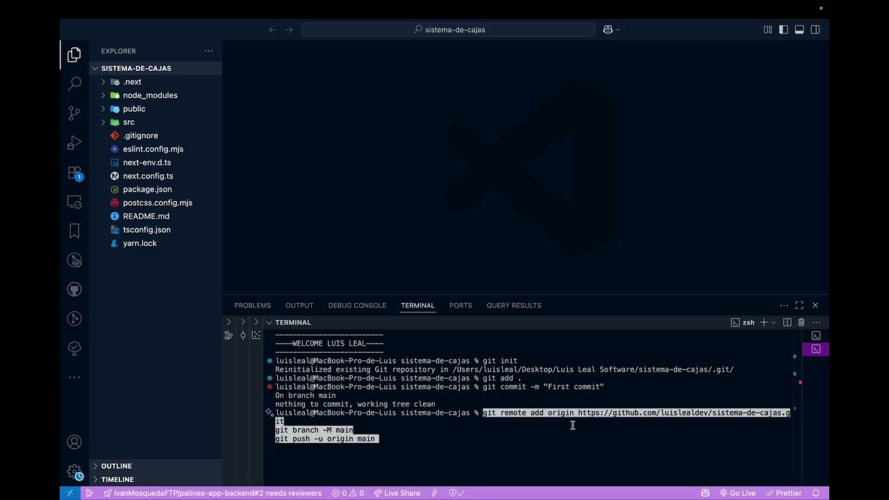 Configurar github en el proyecto de Next.js | Luis Leal Software