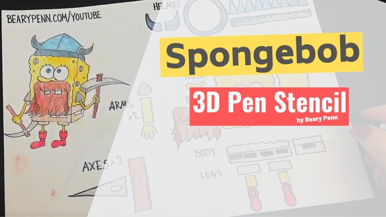 Making a 3D Pen Stencil for Spongebob Viking!