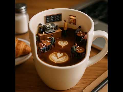 coffee shop in a cup #cute #funny #ai #aiart