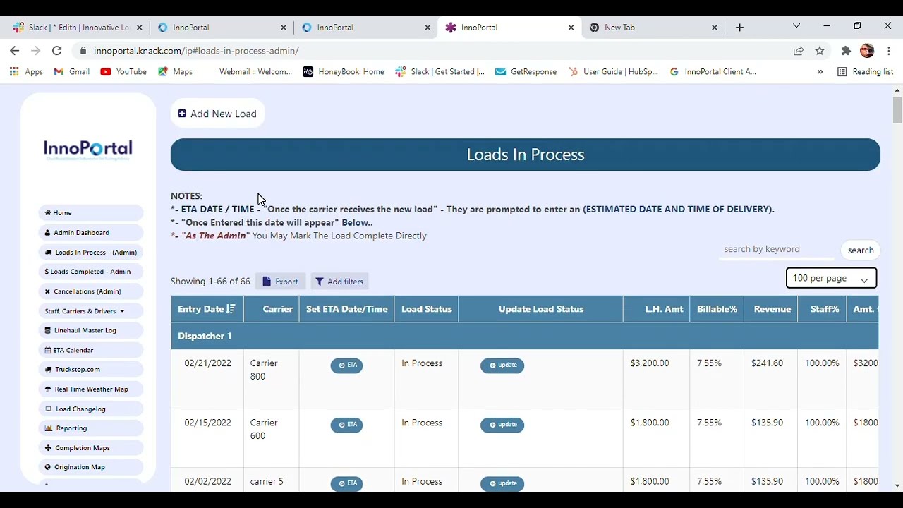 InnoPortal- Adding a load-Dispatch Software Tutorial