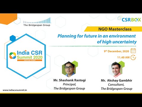 Non profit Masterclass: Planning for future in an environment of high uncertainty By Bridgespan