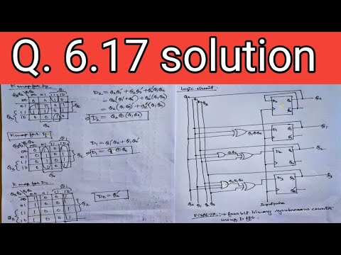 Q. 6.17: Design a four‐bit binary synchronous counter with D flip‐flops || Complete design steps