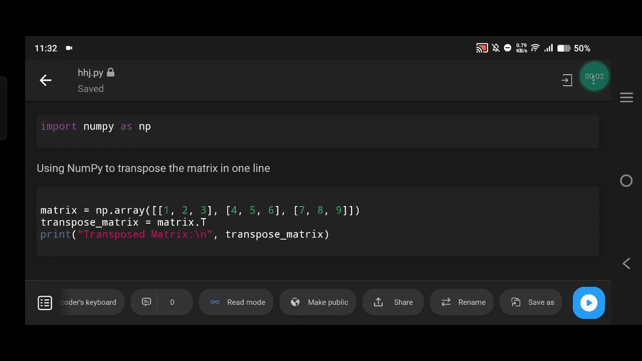 Python | Transpose a Matrix in One Line