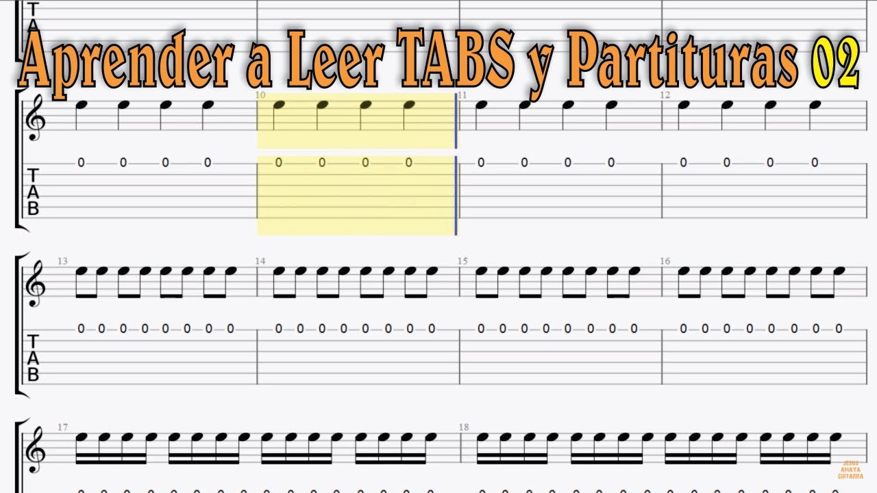 Aprender a Leer Tablaturas TABS y Partituras - Ejercicio 02 y PDF...