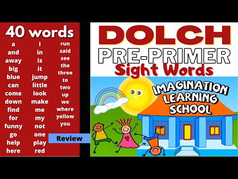 Dolch Pre- Primer Sight Words (Preschool - Kindergarten) Sight Word Flashcards 40 words