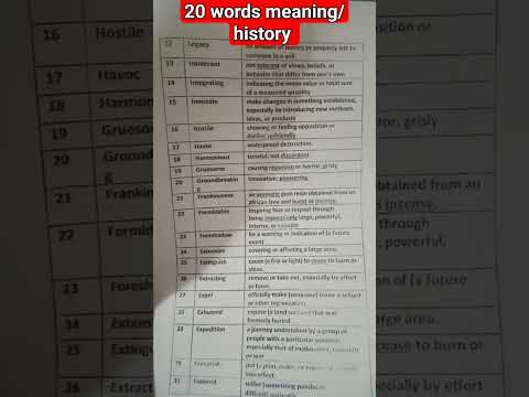 20 words meaning/ history/legacy/ intolerant/ integrating/innovate/ hostile/havoc/harmonious/expel..