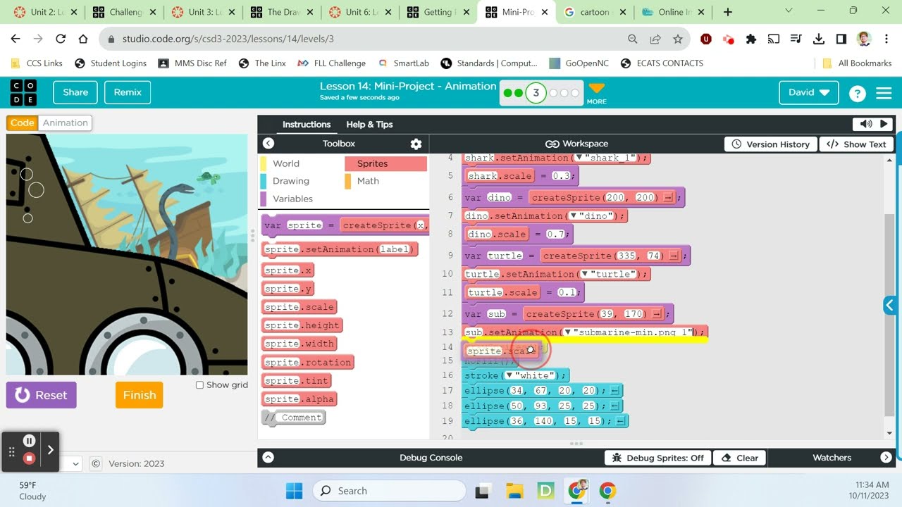 CS Discoveries Unit 3: Lesson 14 - Mini-Project - Animation (25 - 26)
