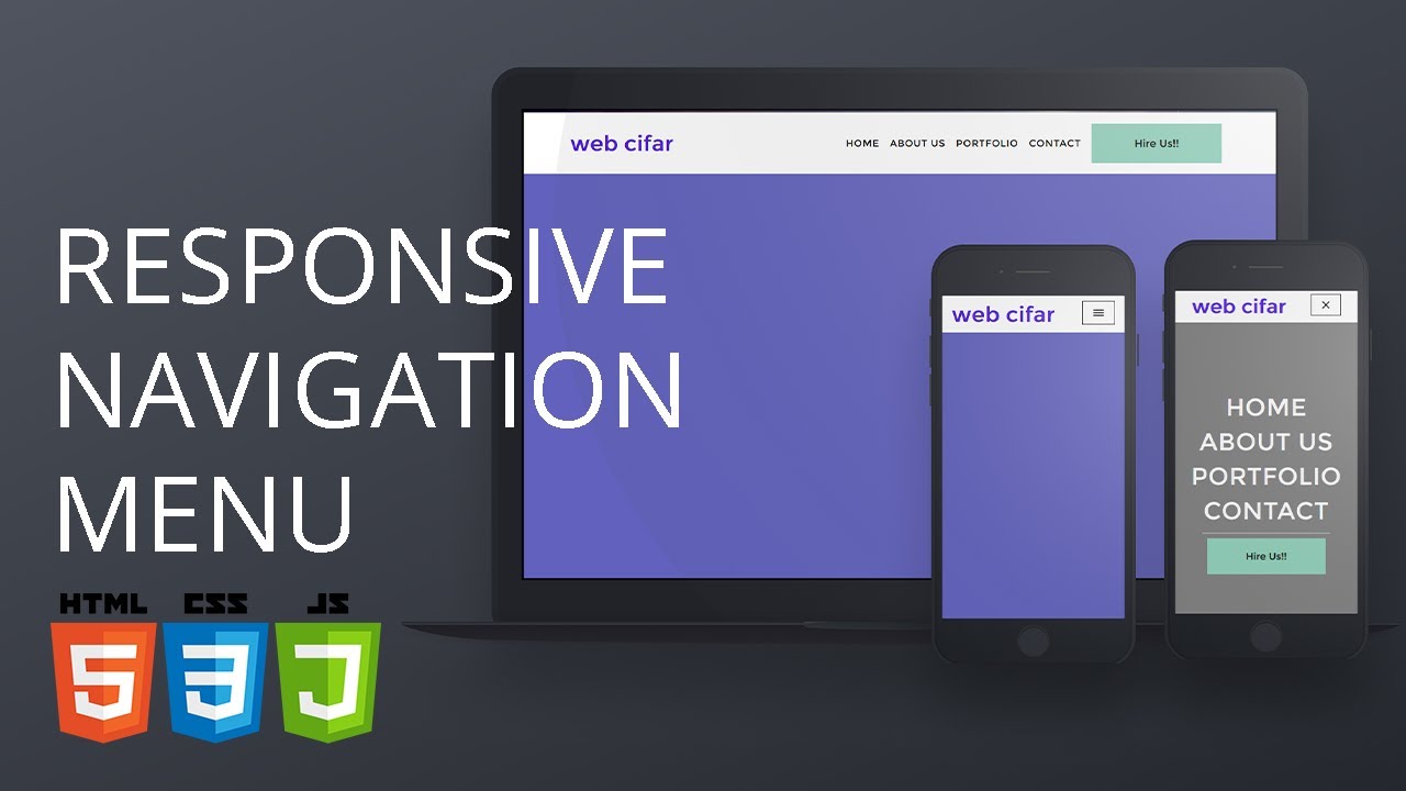 Responsive Navigation Menu With Animated Hamburger | HTML, CSS and JS Tutorial