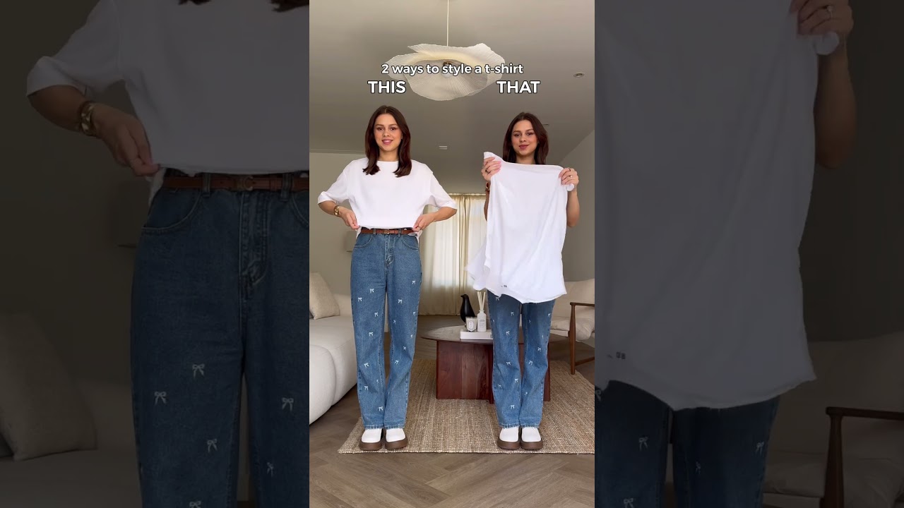 2 T-SHIRT HACKS 💖 This or that?  #fashion #shorts Subscribe for more