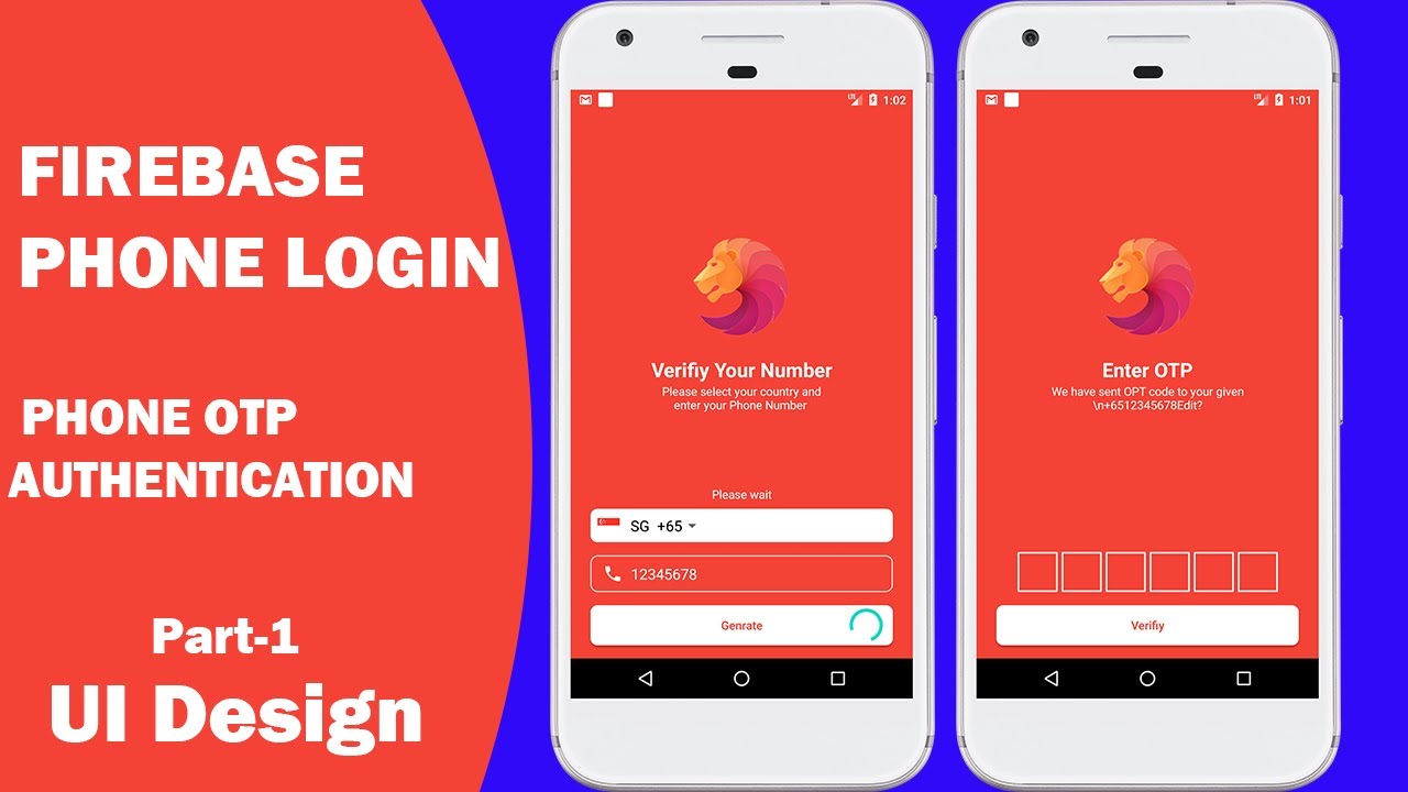 Firebase Phone Authentication using OTP UI Design android Studio (Part-1)