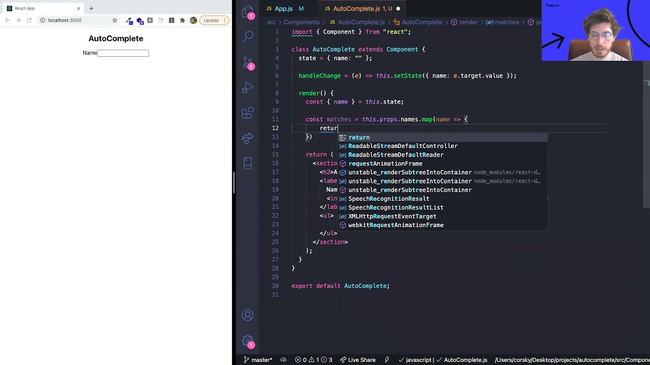 React AutoComplete Walkthrough