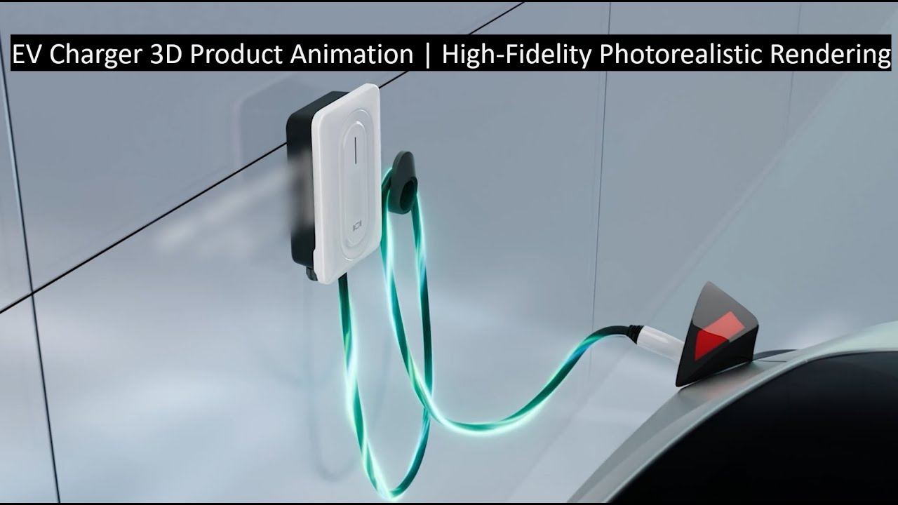 EV Charger 3D Product Animation | High-Fidelity Photorealistic Rendering