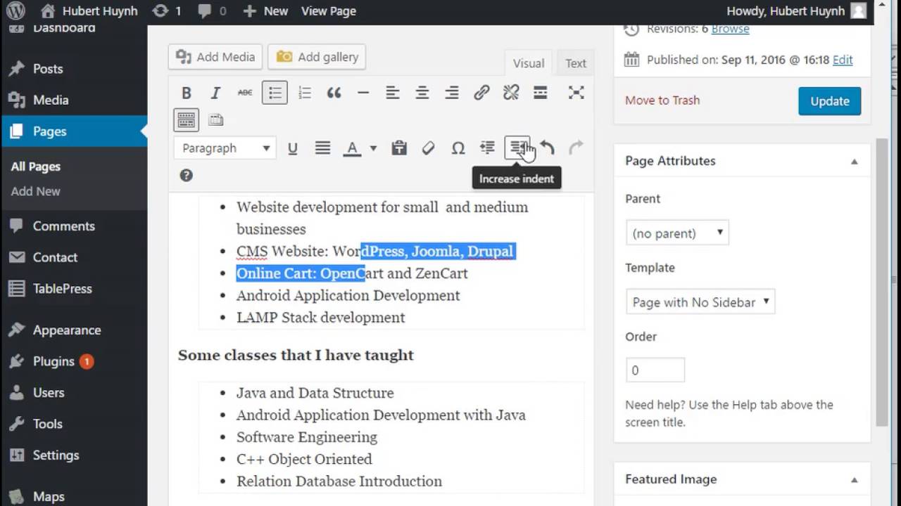 WordPress Demo - Install Nested Ordered Lists Plugin