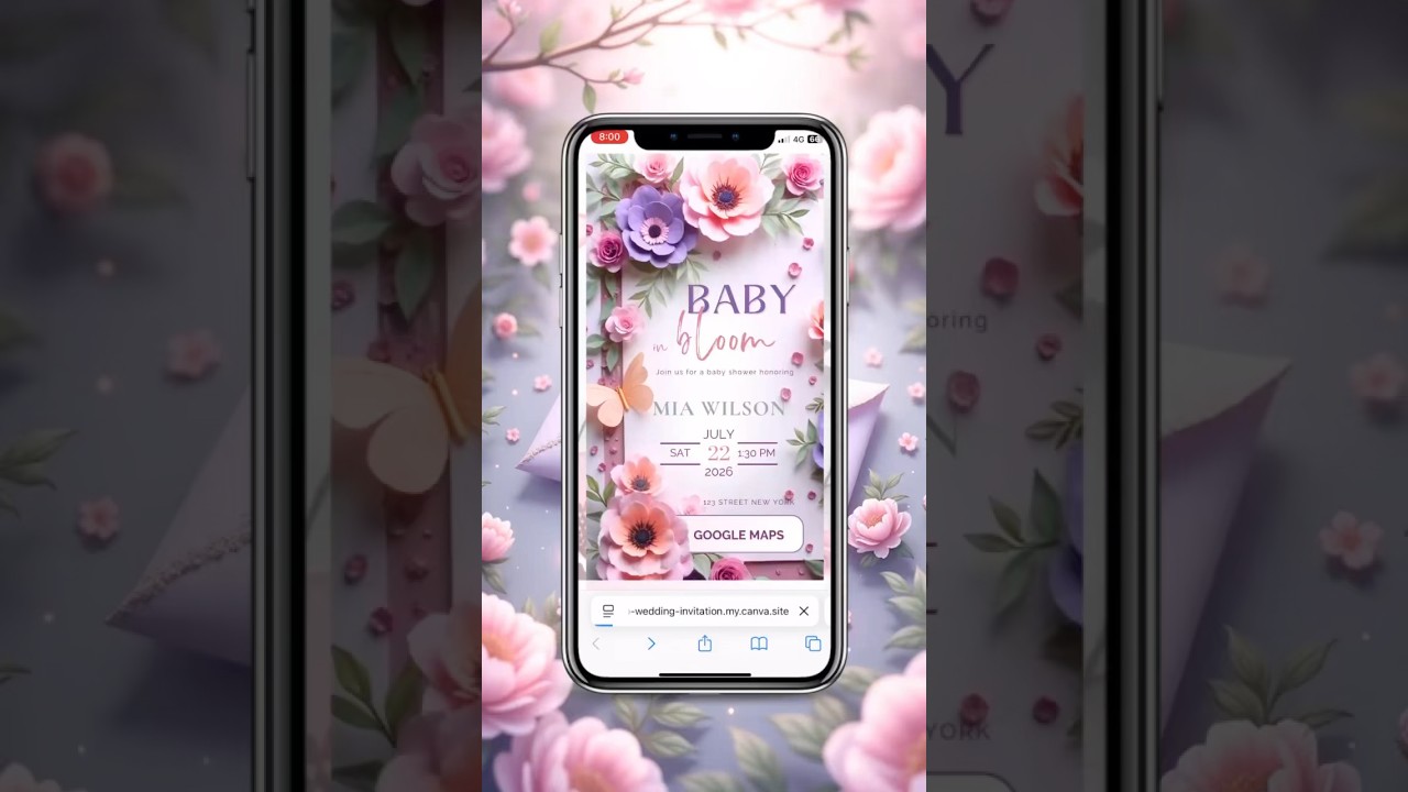 Digital Baby Shower Invite with RSVP & Countdown | Baby in Bloom Canva Template