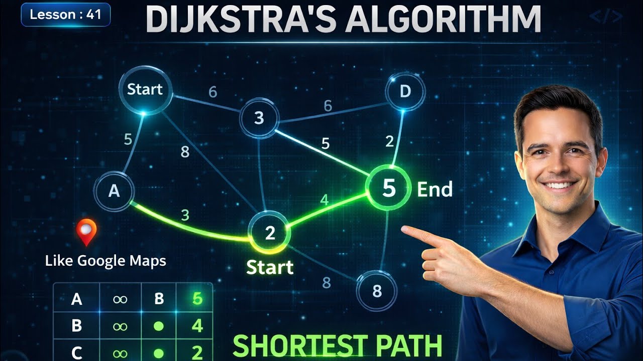 Dijkstra's Algorithm Explained | Shortest Path in Graphs | Logic, Example & Complexity | DSA #41