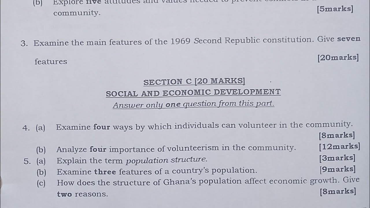 2025 BECE Social Studies Mock Questions