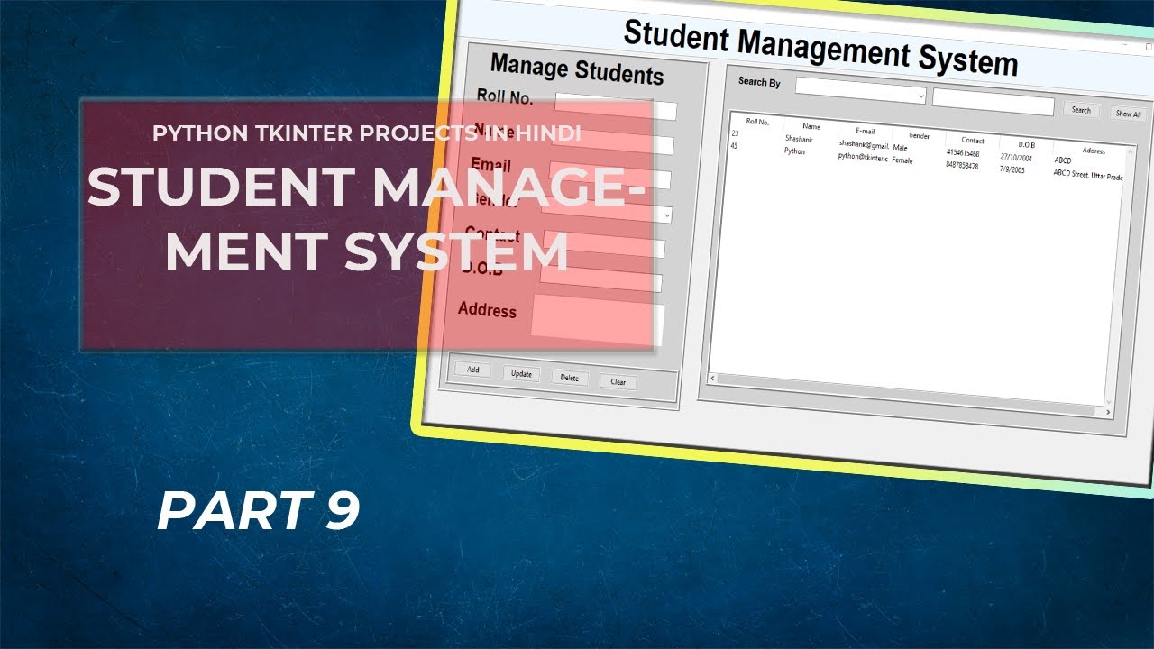 Student Management System with Database Part 9 | Python Tkinter Projects In Hindi