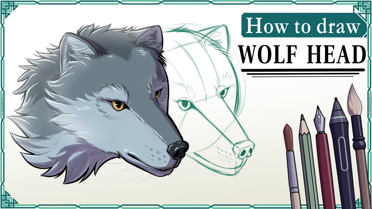 How to draw WOLF HEADS - Step by Step Art Tutorial