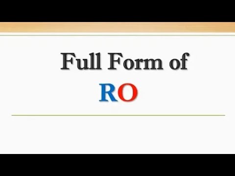 what is the full form of RO water.