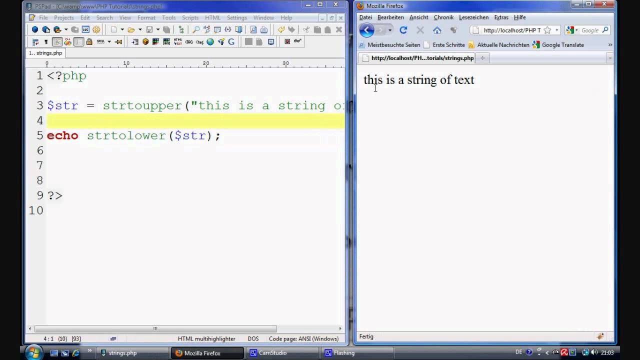 PHP Tutorial - String manipulation (strtoupper / strolower / ucwords / ucfirst)