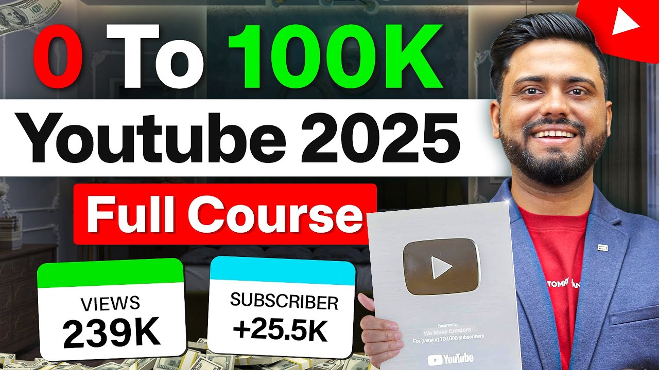 Youtube 5 Hour FULL FREE Course || How To Start Youtube Channl In 2025 || 0 To Hero Youtube Course