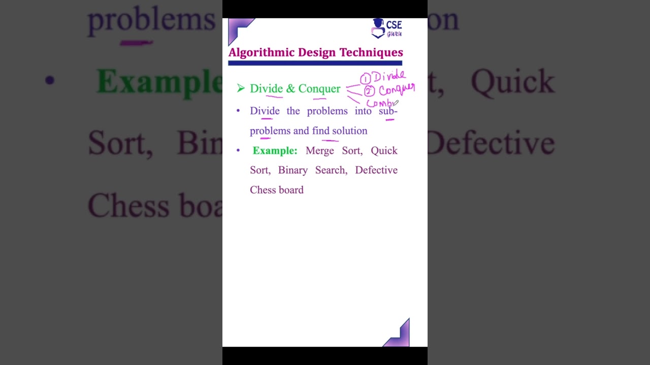 Divide & Conquer #Technique #cseguru #algorithm #ada #cseguruadavideos #algorithmdesign #daa