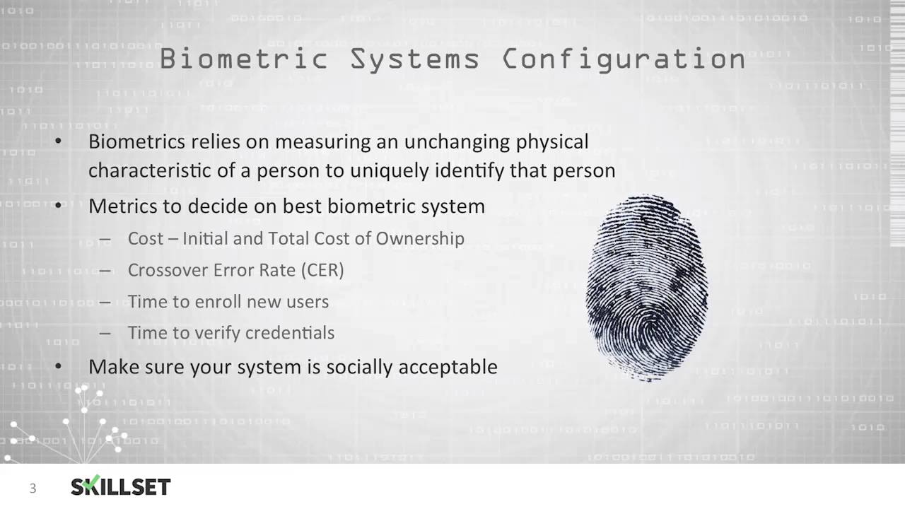 Biometrics - Type 3 Authentication (CISSP Free by Skillset.com)