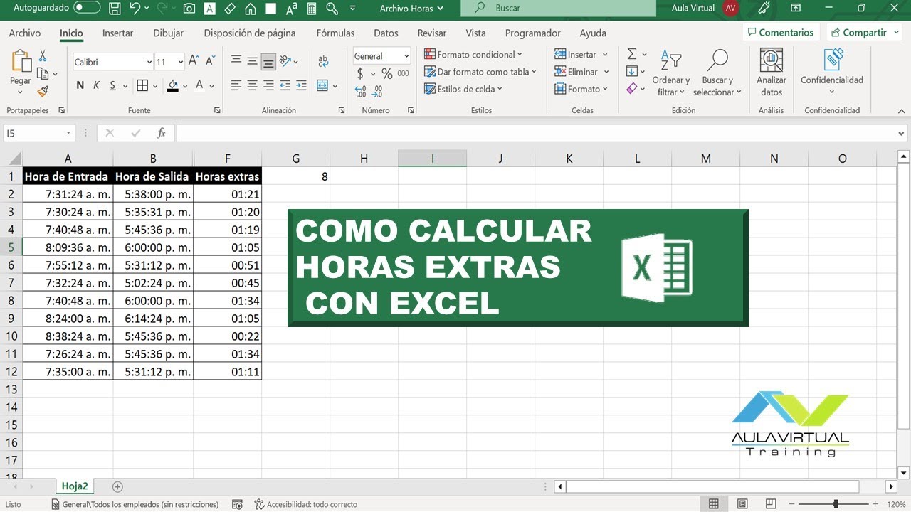 Como Calcular Horas Extras con Excel