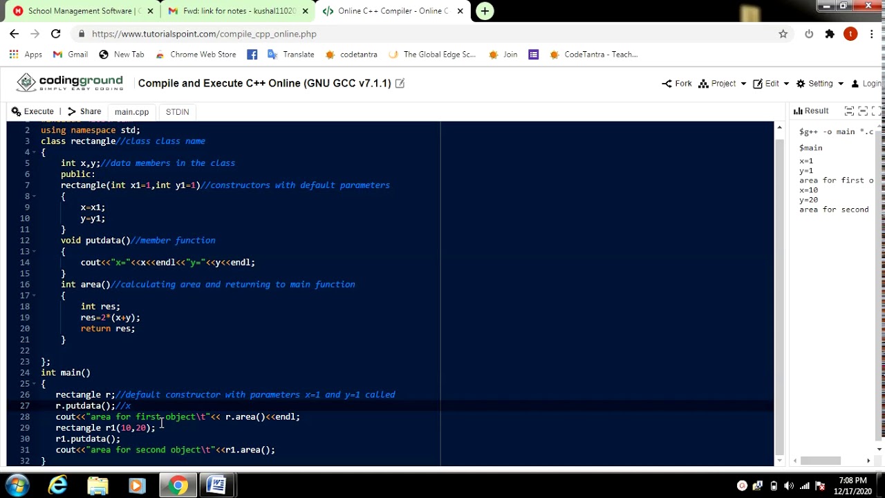 constructor with default parameters