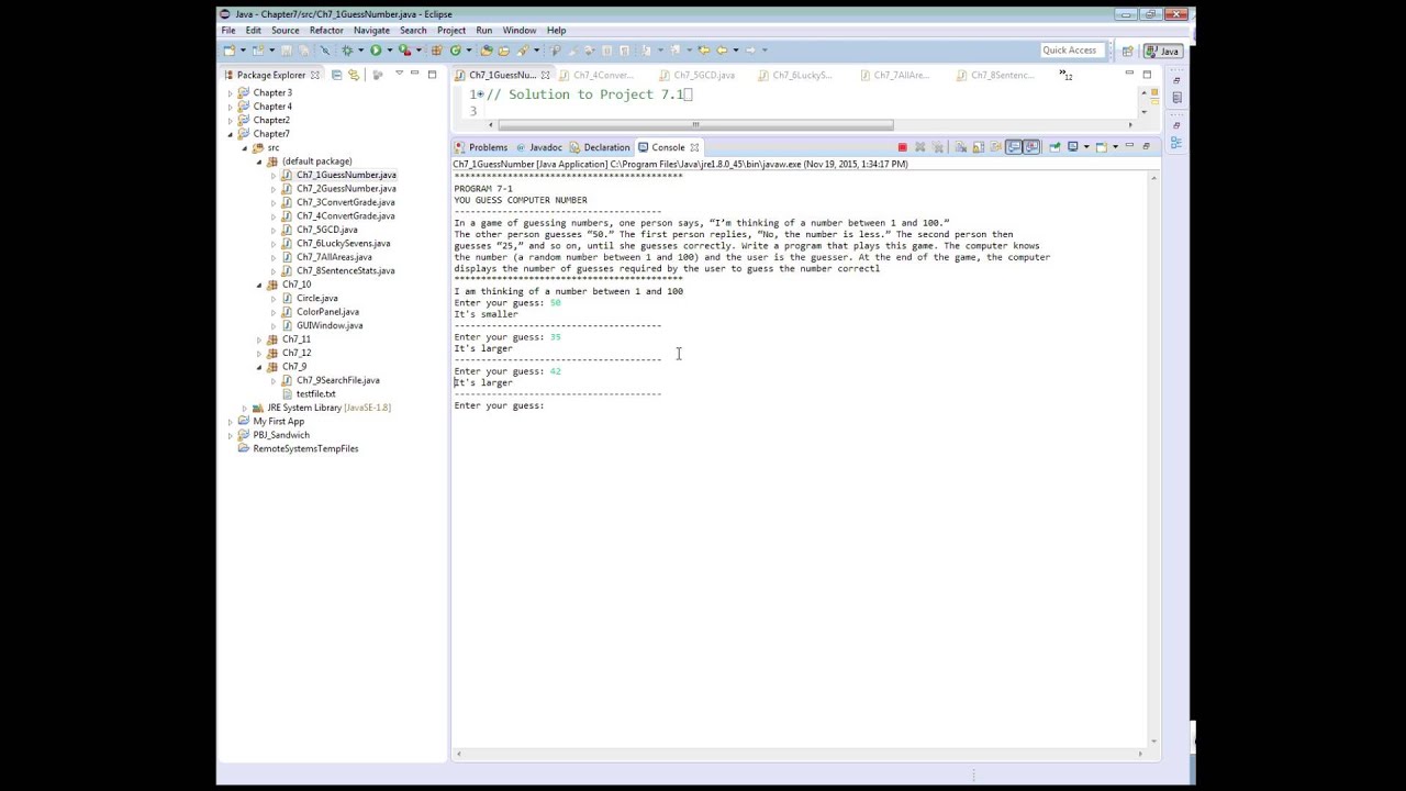 AP Computer Science: Java - Chapter 7 Program 7.1  Solution
