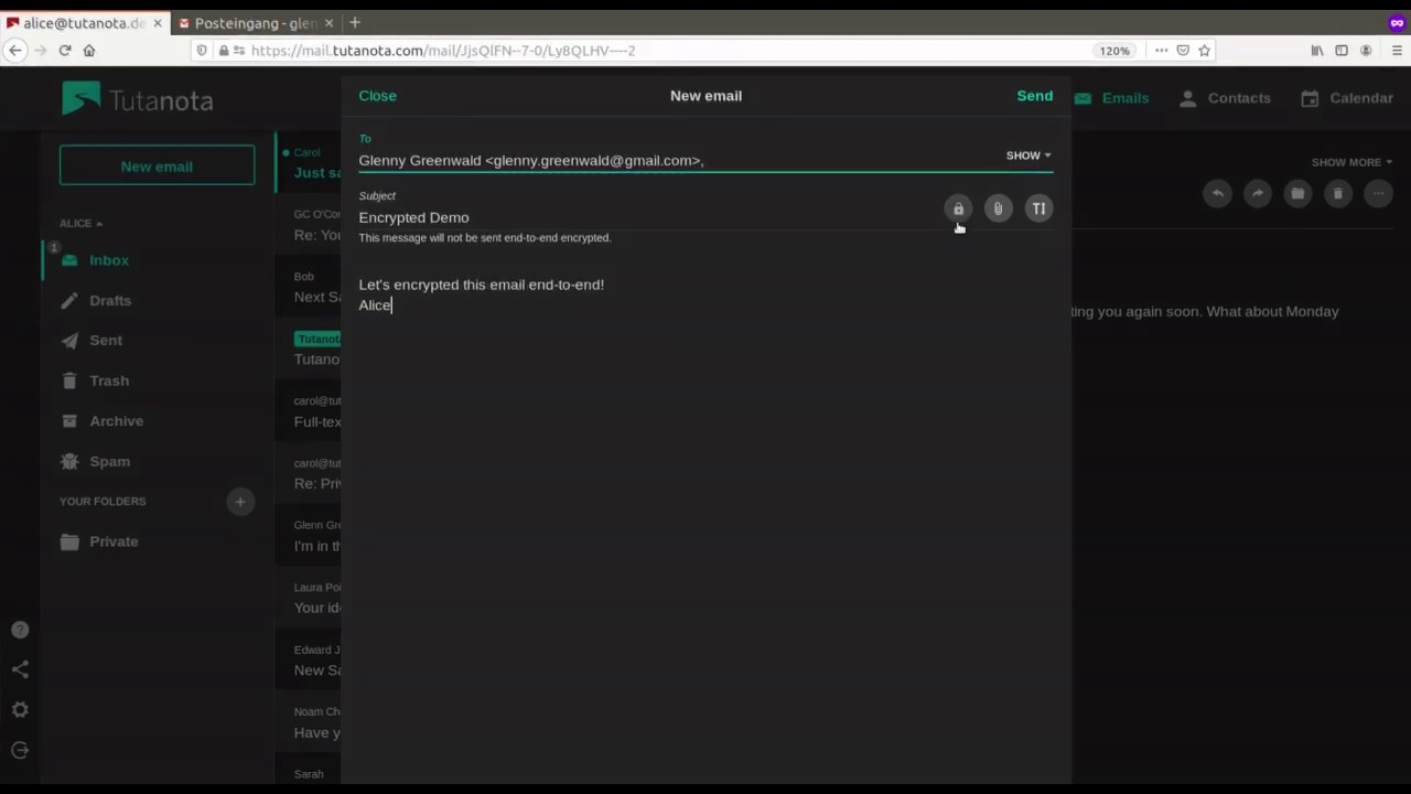 Send an encrypted email to anybody in seconds with Tutanota