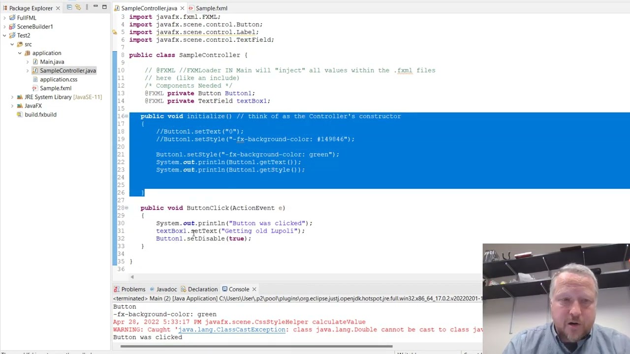 Basic GUI Interaction With Java and the Controller
