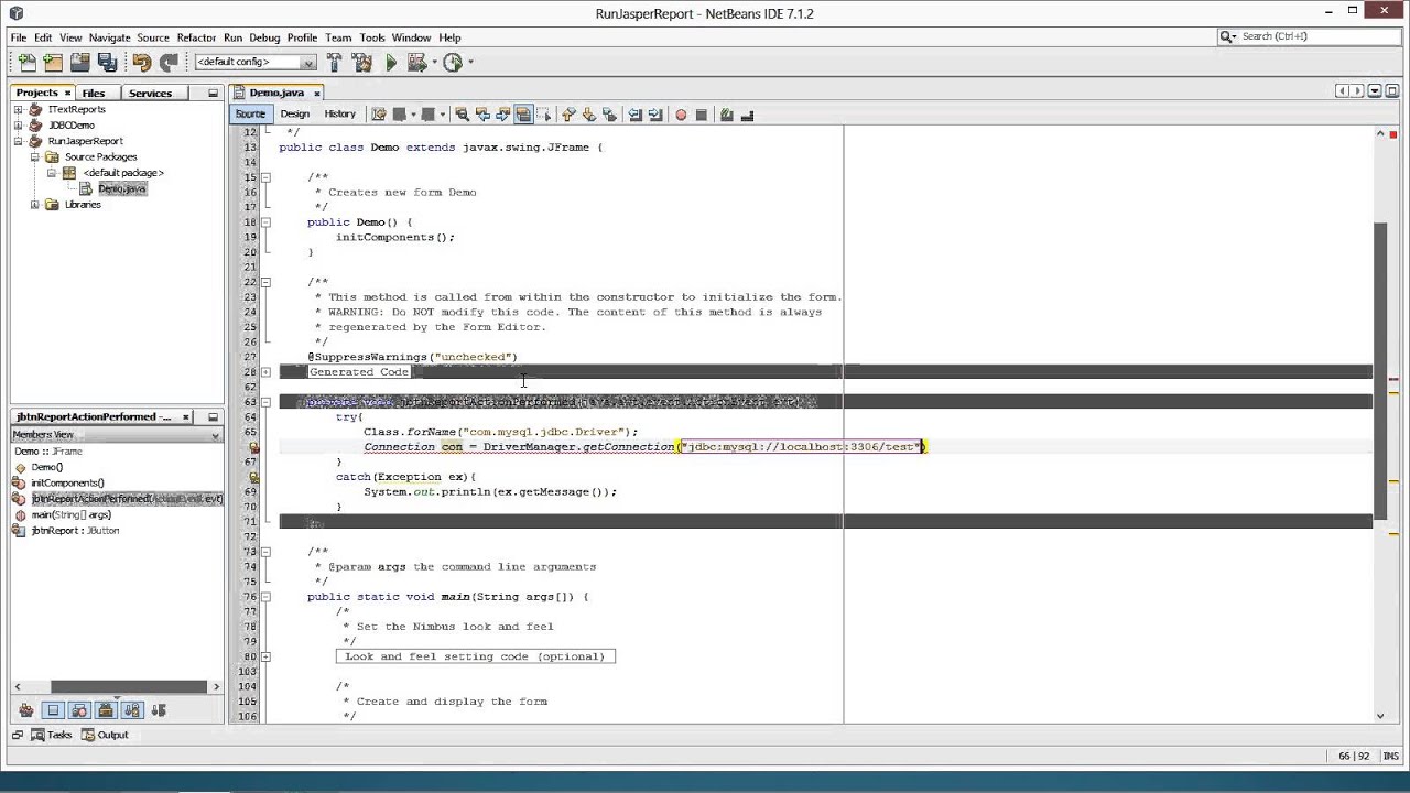 Run jasper report through java code