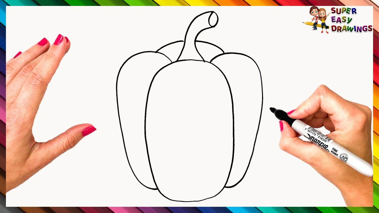 How To Draw A Pepper Step By Step 🫑 Pepper Drawing Easy