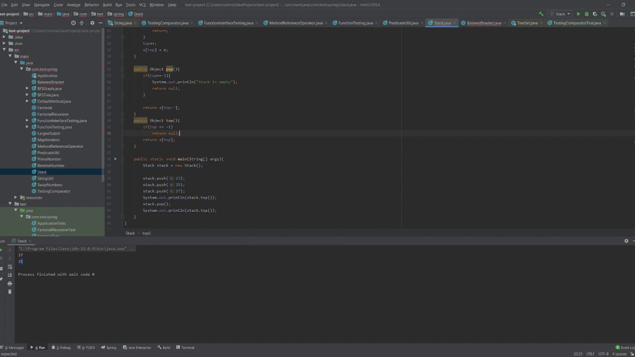 Check Balanced Brackets in String Using Stack java program