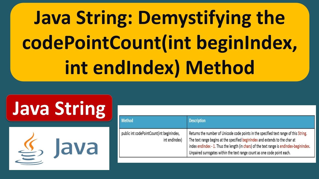Java String: Demystifying the codePointCount(int beginIndex, int endIndex) Method | Java Tutorial