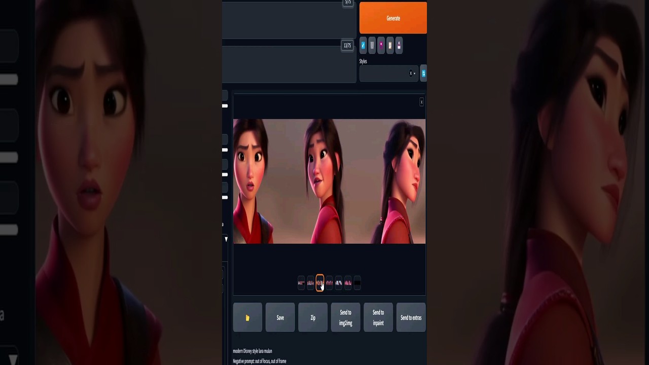 Disney Mulan character sheet using blender and stable diffusion #blender #shorts #ai