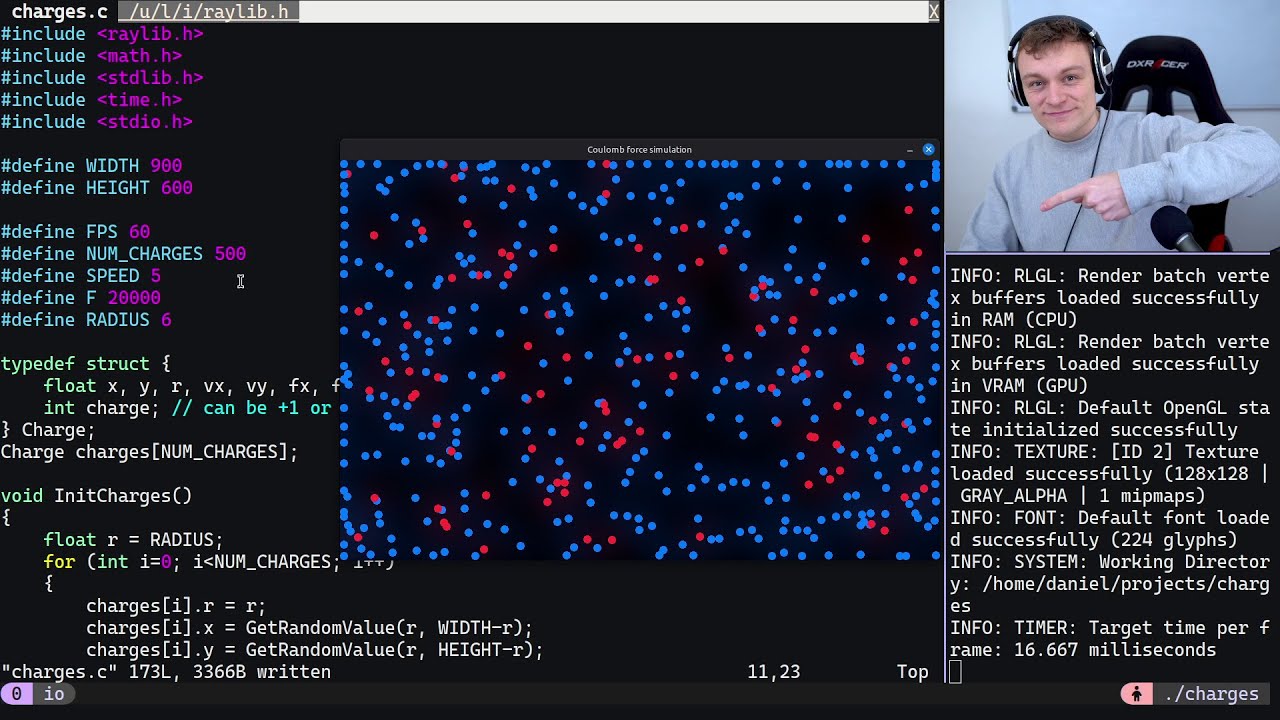 Coding an Electrostatic Simulation in Pure C