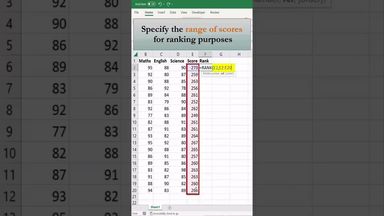 How to Find Student Ranks Using the RANK Function in Excel